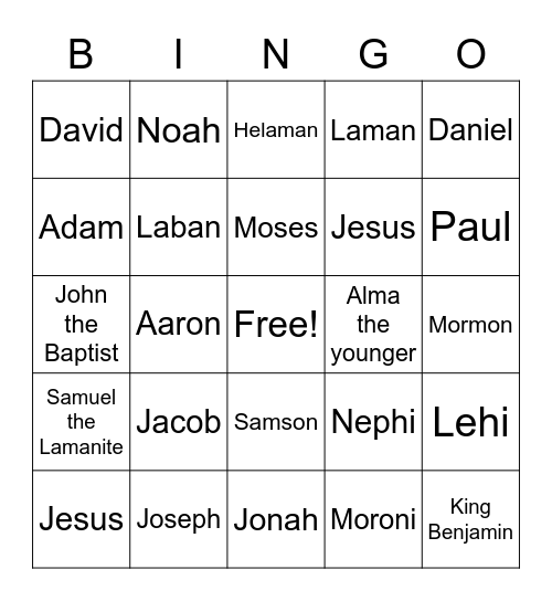 Scripture Bingo Card