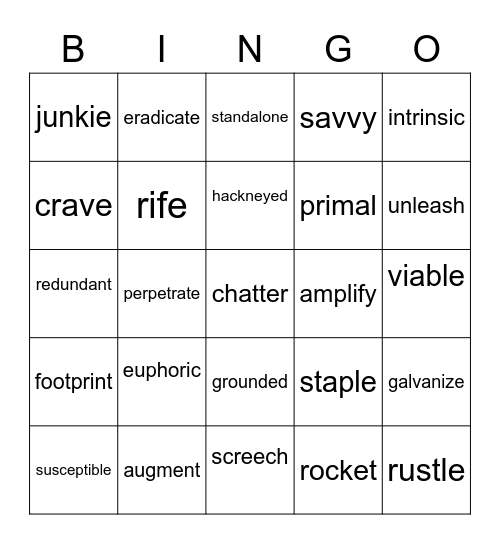 Revision (11 grade) Bingo Card