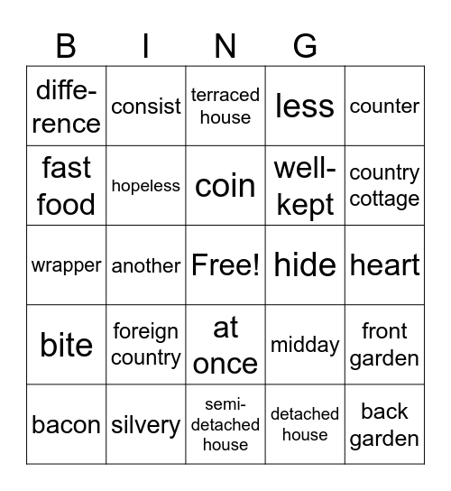 4a Lesson 44-45 Bingo Card