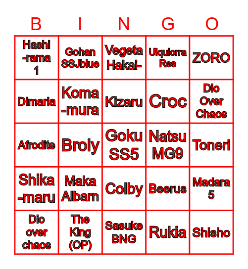 MUGEN BLACKOUT Bingo Card
