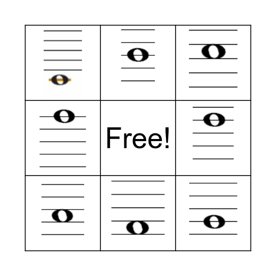 Treble Clef Bingo Card