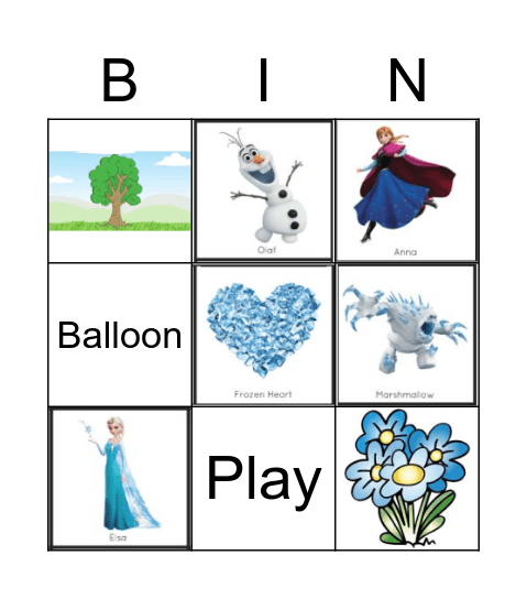 Frozen Bingo Card