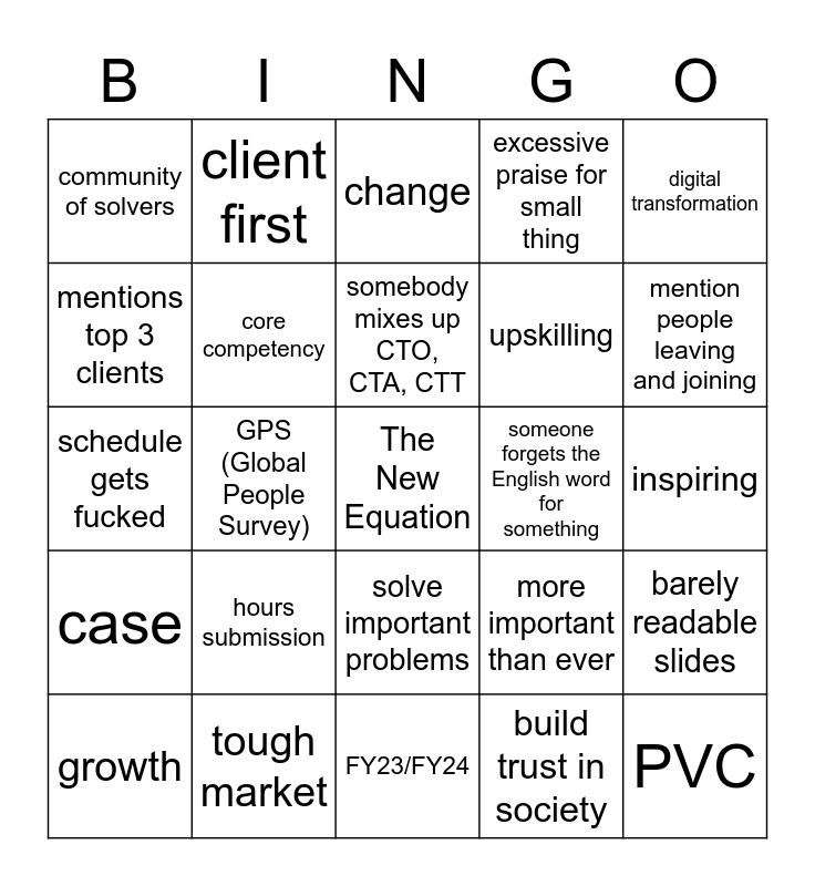 Town Hall C&P Bingo Card