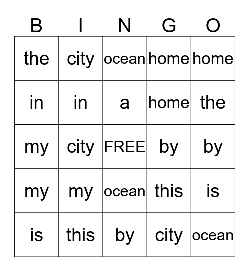 PCI Level 1 Words 1-10 Bingo Card