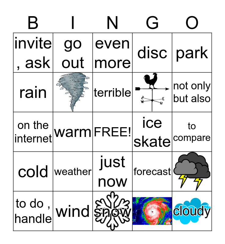 Weather Bingo Card
