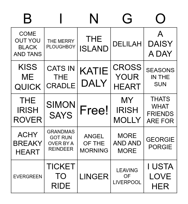 LITTLE BIT OF IRISH Bingo Card