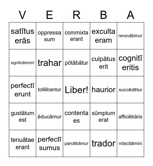 Latin II Set H Bingo Card