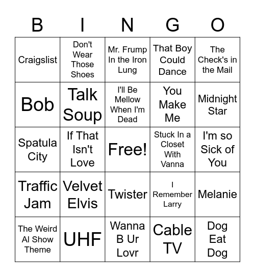 Weird Al Round 2 Bingo Card