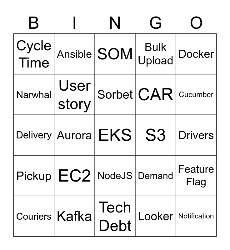 P&E Bingo Card