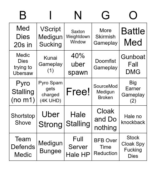 Saxton Bingo For Video Thing Bingo Card
