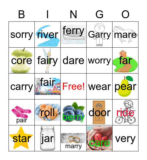 'r' sound Bingo Card