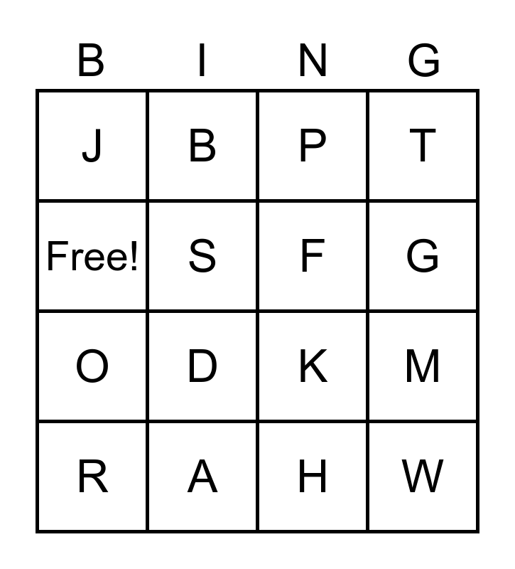 Phonic Bingo Card