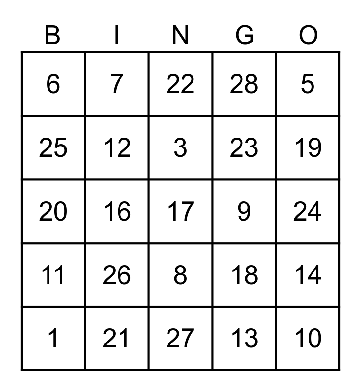 Spikewell Bingo Card