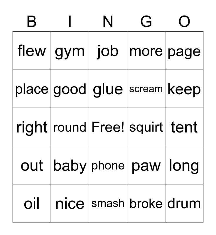 Keyword Bingo #73-110 Bingo Card