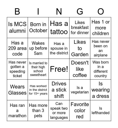 AA Bingo Card
