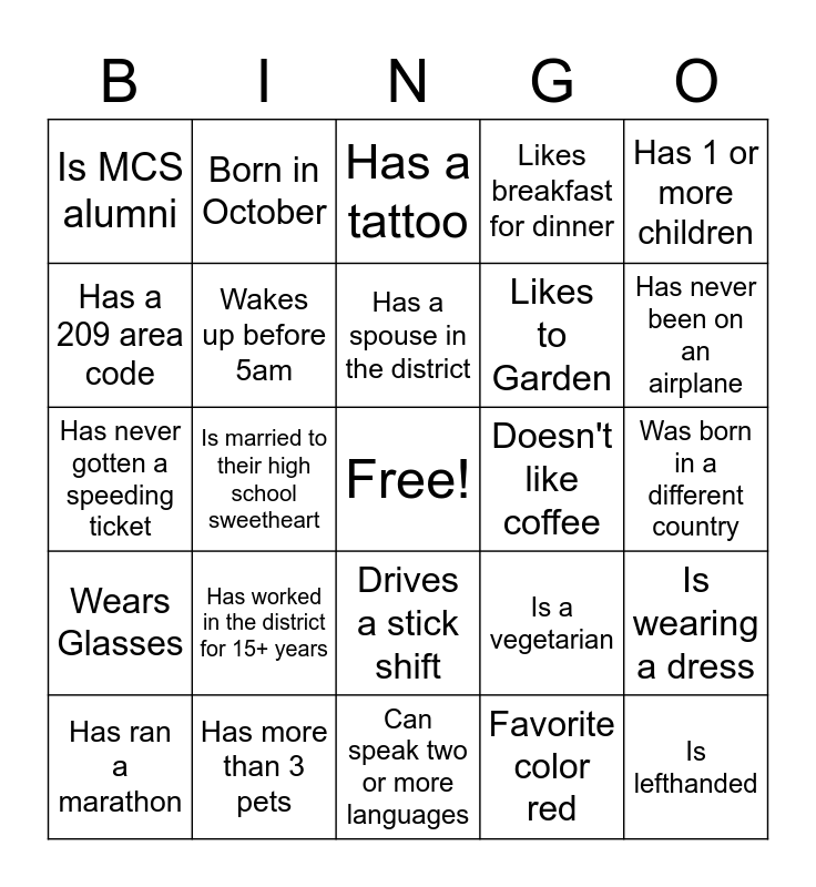 AA Bingo Card