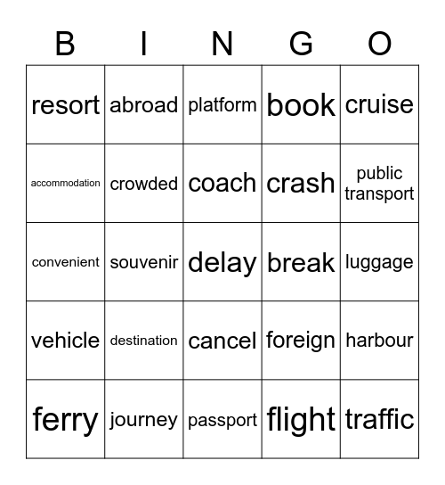 B1 Destination - Unit 9 Bingo Card