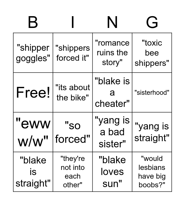 Bumbleby denial bingo card Bingo Card