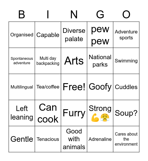 Are you Evie's type? Bingo Card