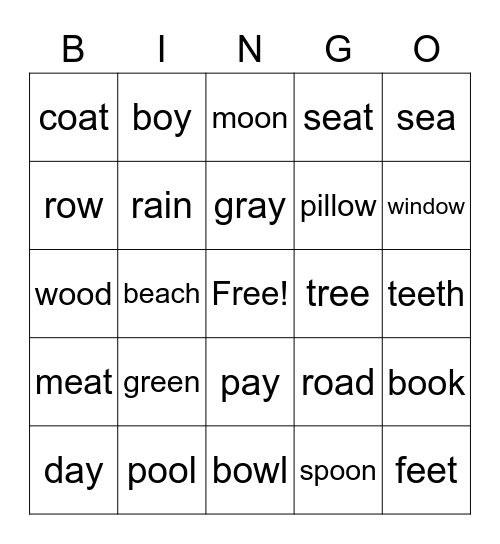 Term 3 Week 5 double Vowel review Bingo Card
