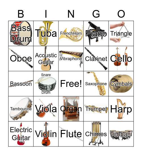 Musical Instruments Bingo Card