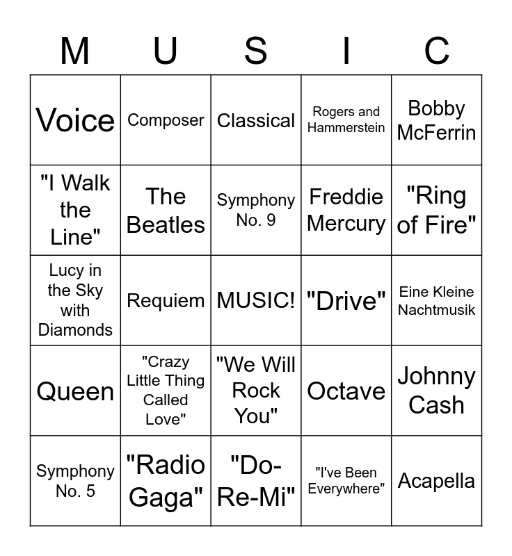 Composers of the Month 2022-2023 Bingo Card