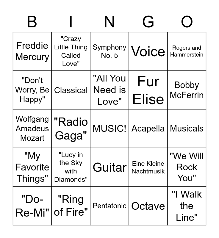 Composers of the Month 2022-2023 Bingo Card