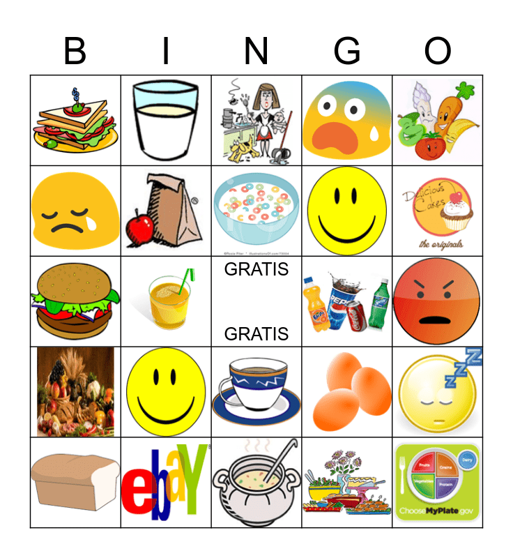 Espanol Level I Bingo (La Comida) Bingo Card