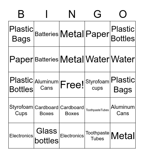 Recycling Bingo Cards at Dewey Blanchard blog