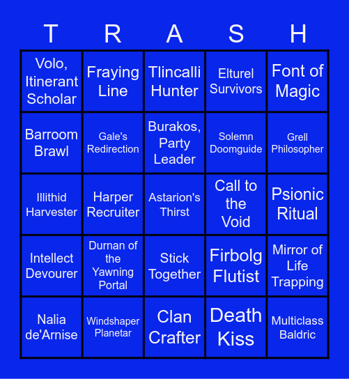 CL Baldur's Gate Trash Bingo Card