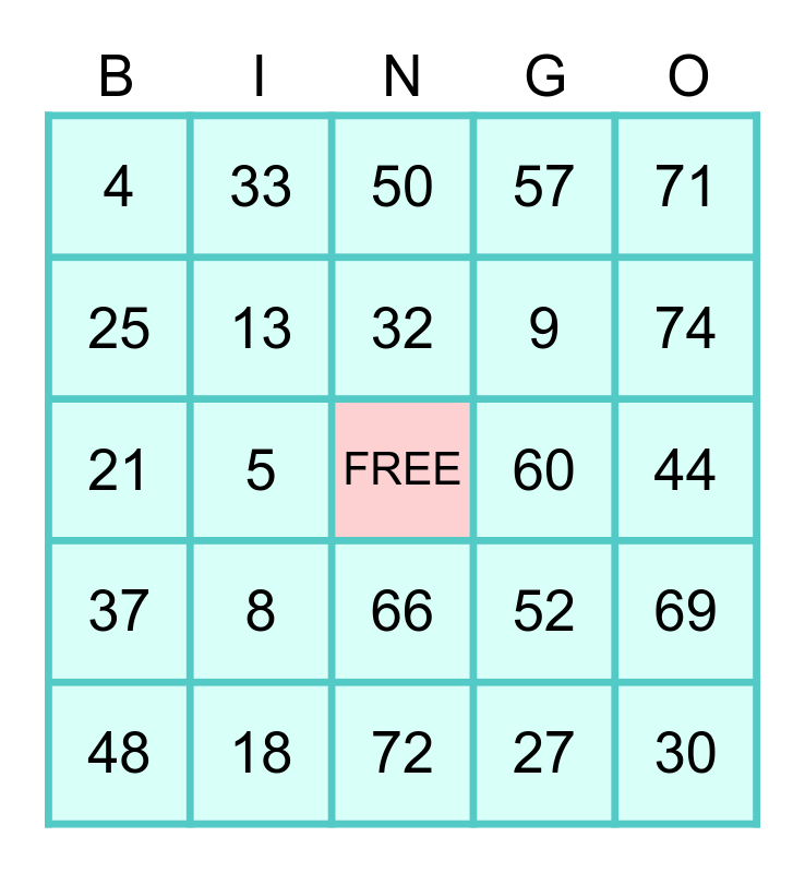 NAM BINGO BONANZA Bingo Card