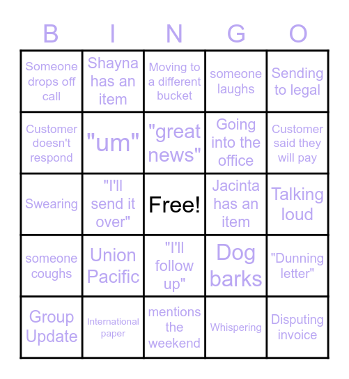 AR BINGO Card