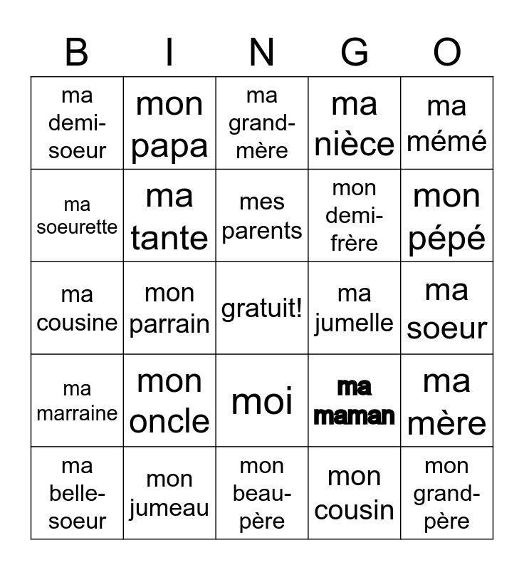 Anthony Cucci Bingo Card