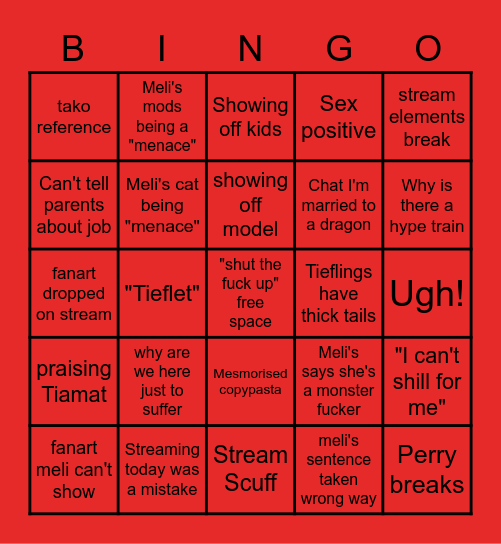Meli stream bingo Card