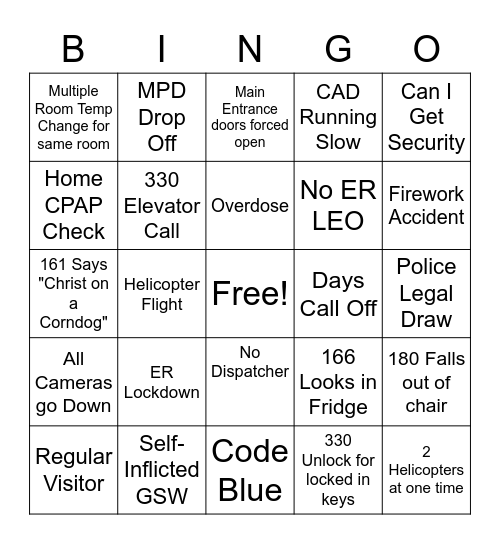 Dispatch Bingo Card