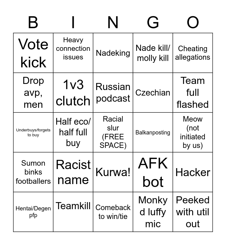 CS BINGO!!!!!!! Bingo Card