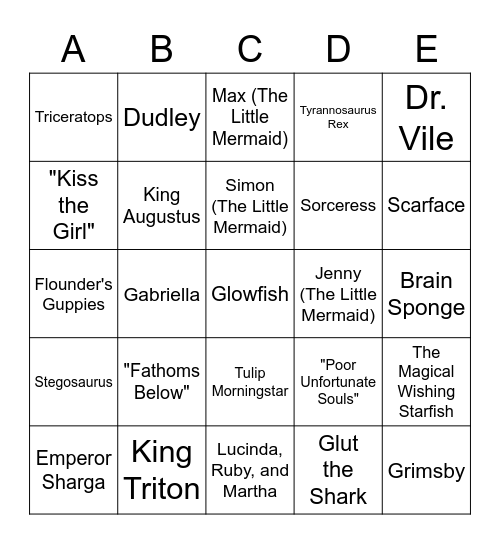 THE LITTLE MERMAID 1989 Bingo Card