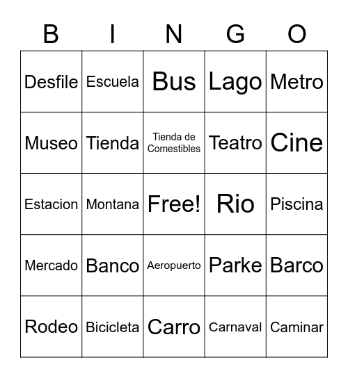 Spanish Bingo Card