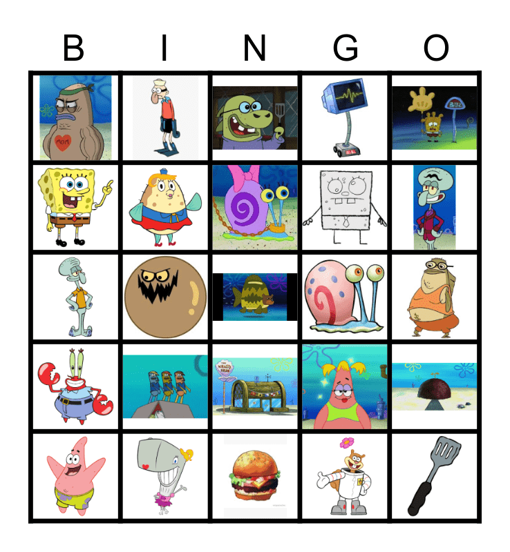 Spongebob Bingo Card