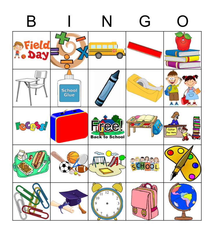 Back to School Bingo Card