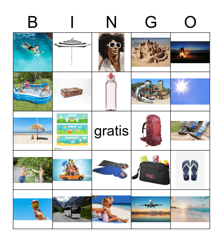 Zomervakantie Bingo Card