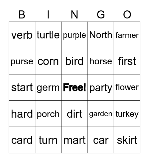 Bossy R Bingo Card