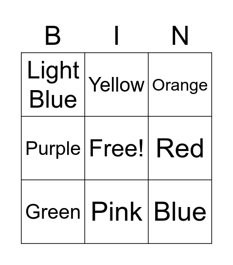 Color Bingo Card