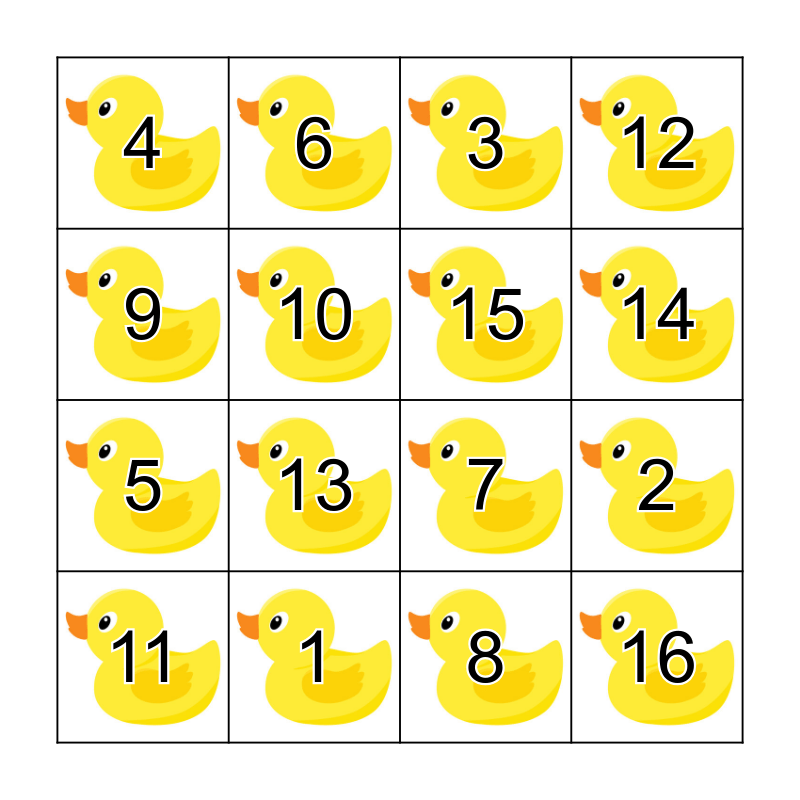 DUCK BINGO Card