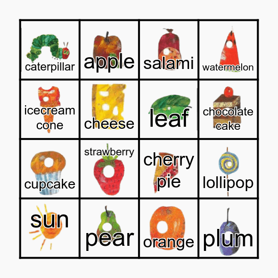 The Very Hungry Caterpillar Bingo Card