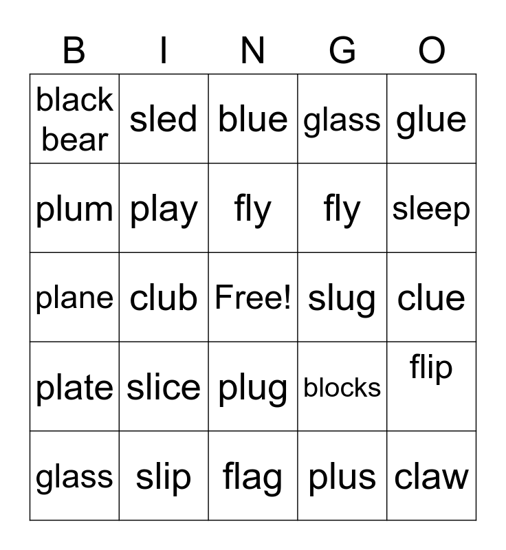 /L/ Blends Bingo Card