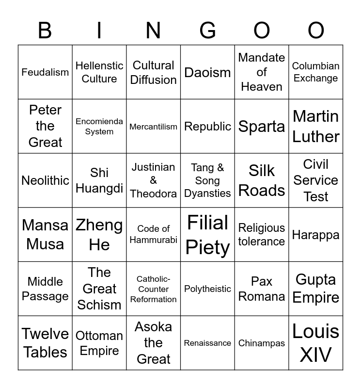 Global 9 Review BINGO Card