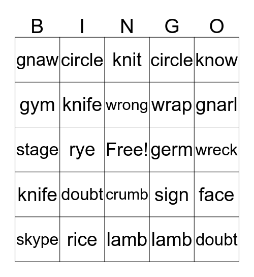 Set A Bingo Card
