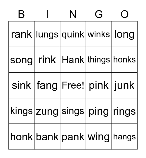 Glued Sounds Bingo Card