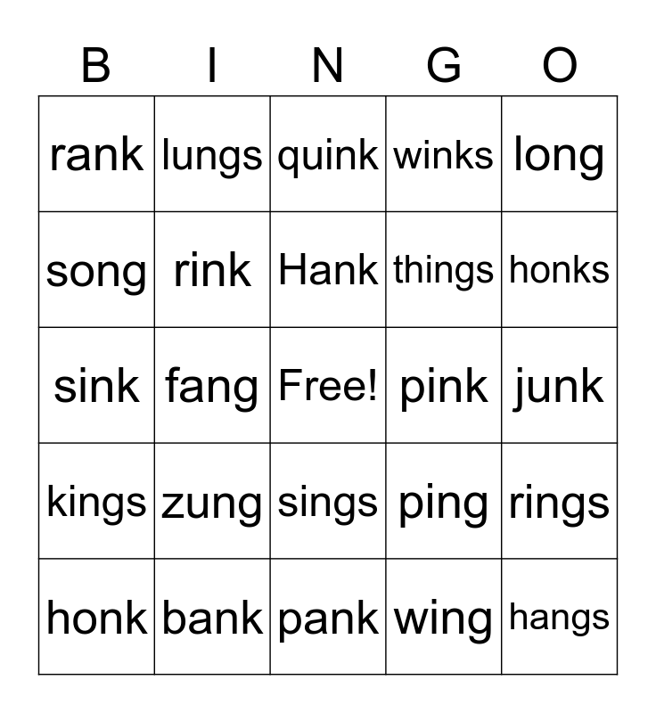 Glued Sounds Bingo Card